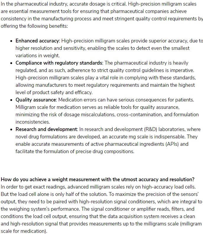 High Precision Milligram Scale for the Pharmaceutical Industry